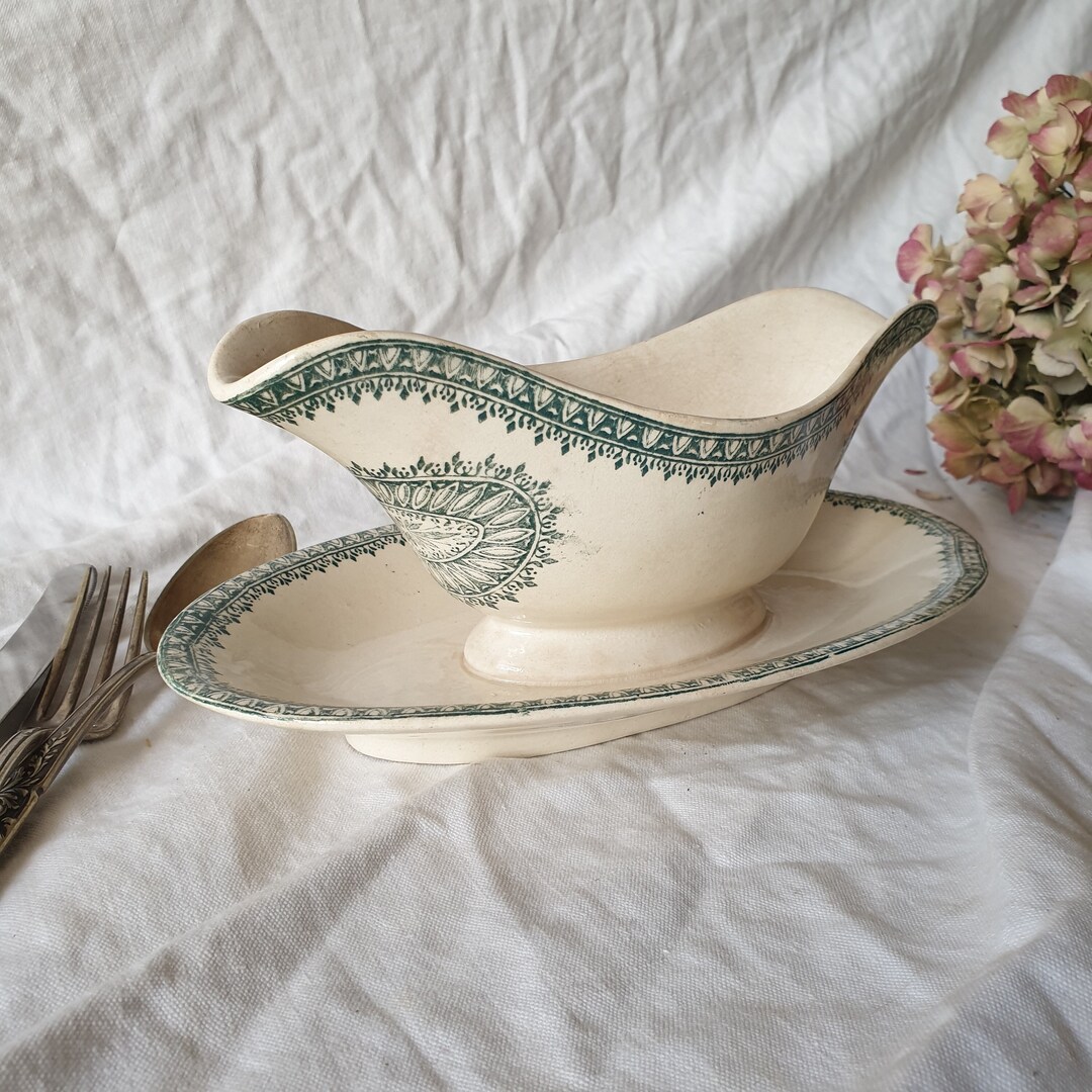 French Antique Ironstone Double Ended Sauce Boat / Sauciere With ...