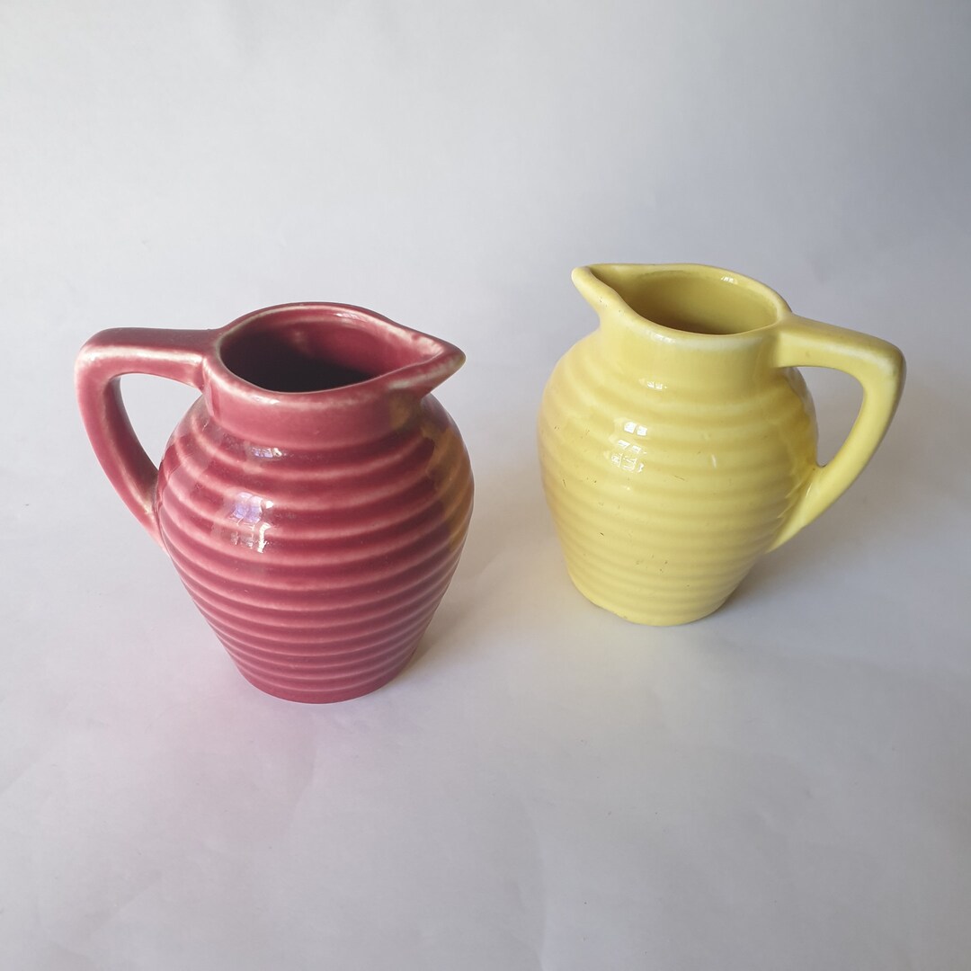 PAIR Milk Jugs / Creamers French Vintage Ceramic, Art Deco Style ...