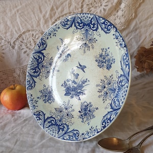 French Antique Shabby Tea Stained Cake Stand Compotier, Longwy 'delft ...