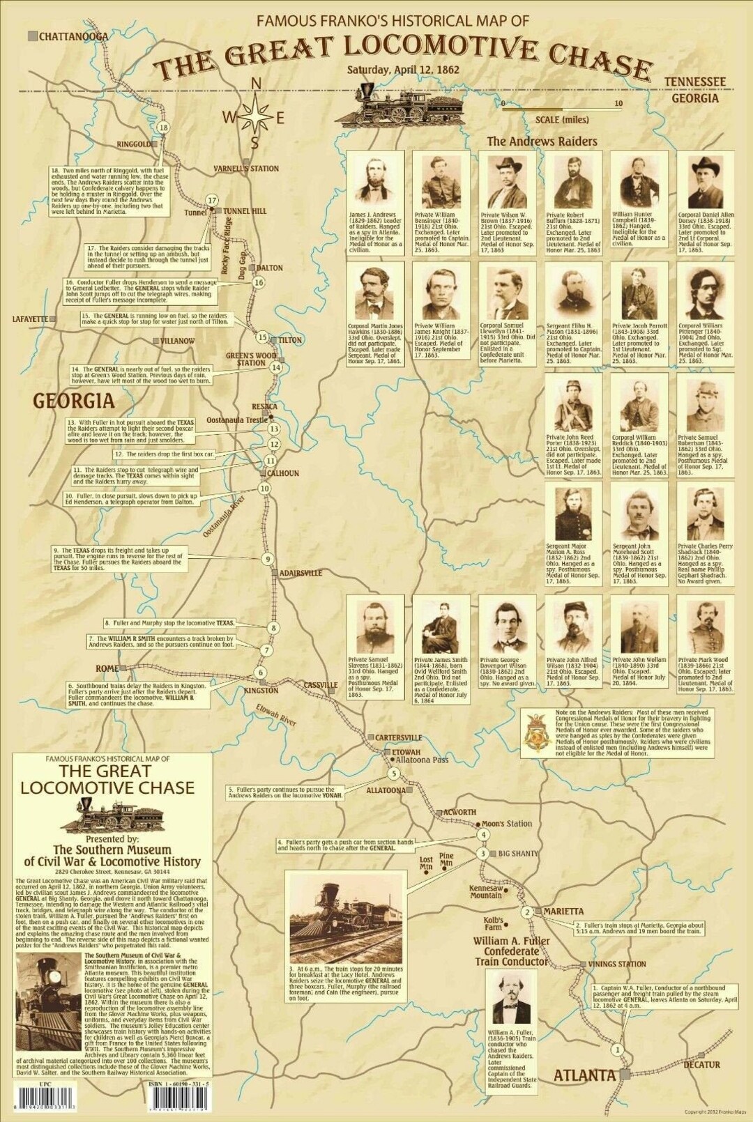 Great Locomotive Chase Civil War History Wall Map - Etsy