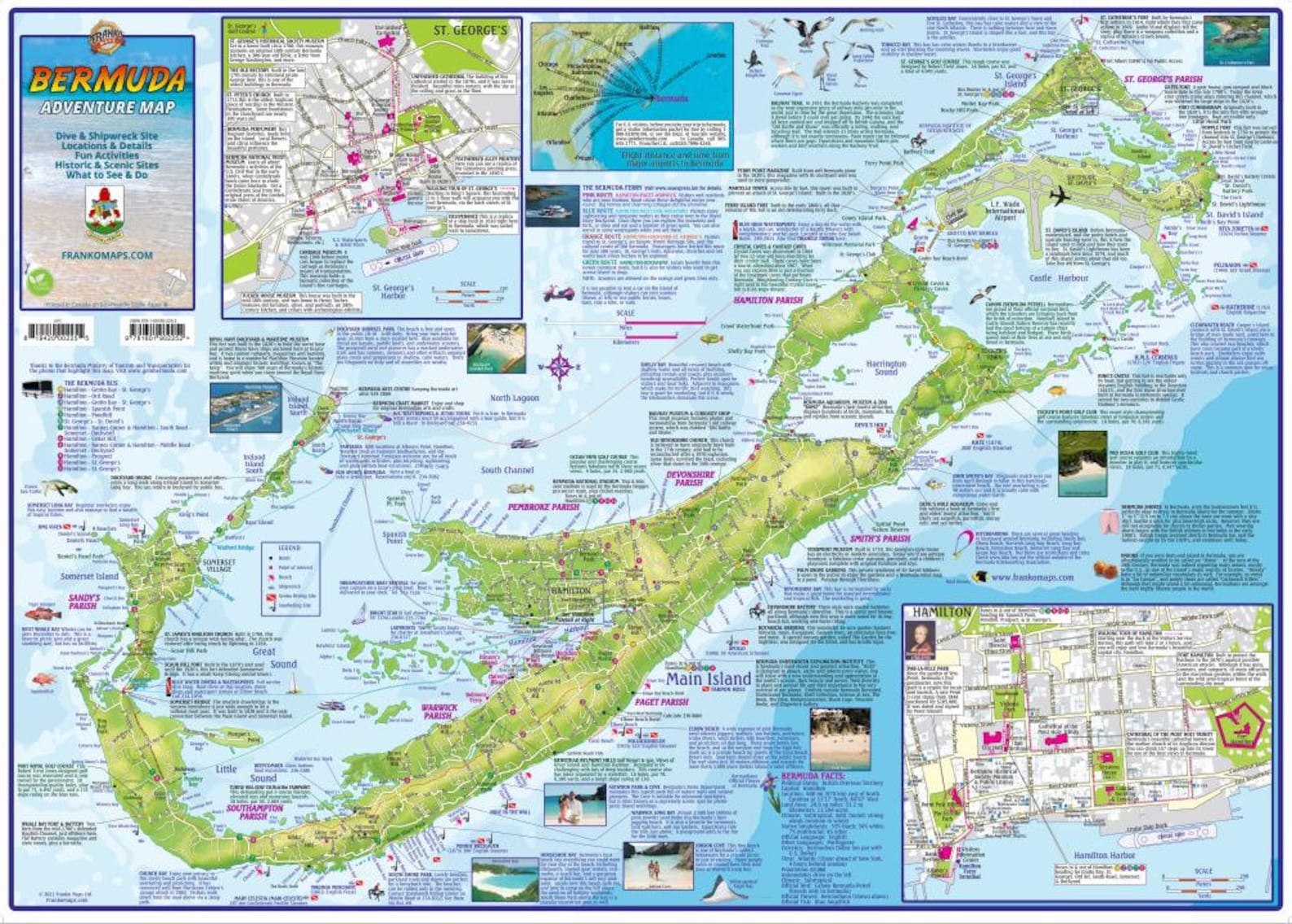 Bermuda Laminated Wall Map - Etsy