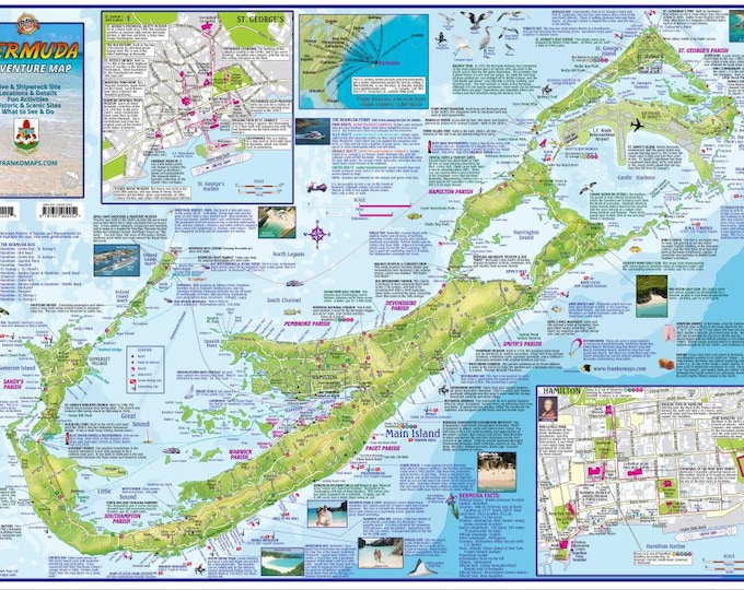 Bermuda Laminated Wall Map - Etsy