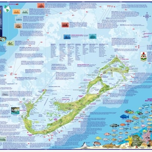Bermuda Laminated Wall Map - Etsy