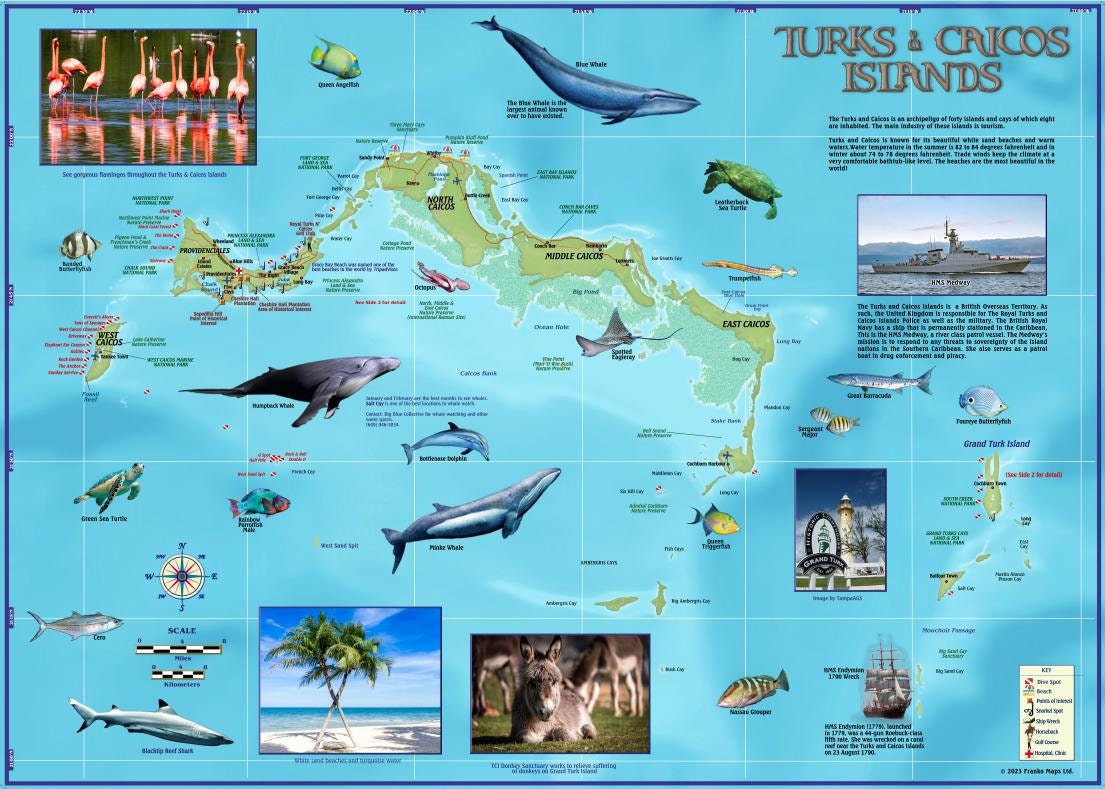 Turks & Caicos Islands Laminated Wall Map - Etsy