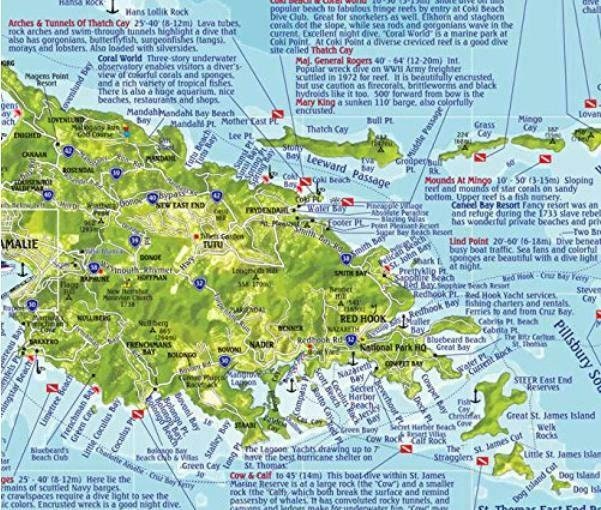 United States Virgin Islands USVI Laminated Wall Map - Etsy