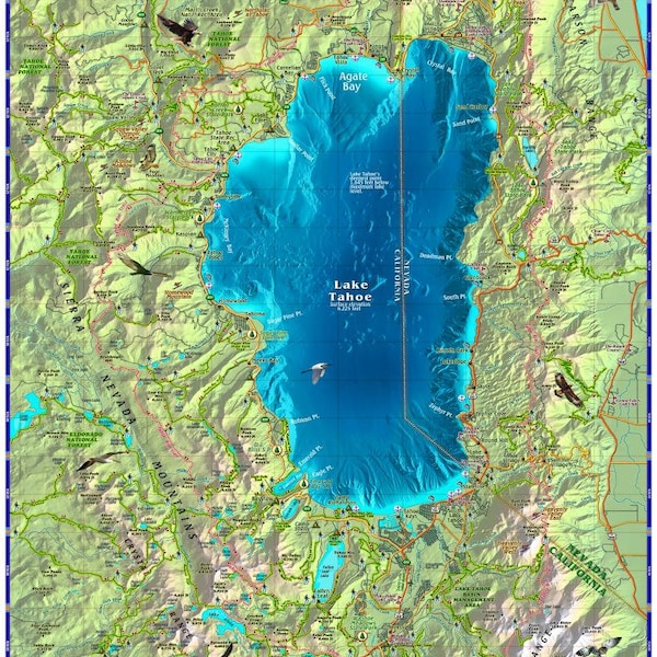 Lake Tahoe Wood Map - Etsy