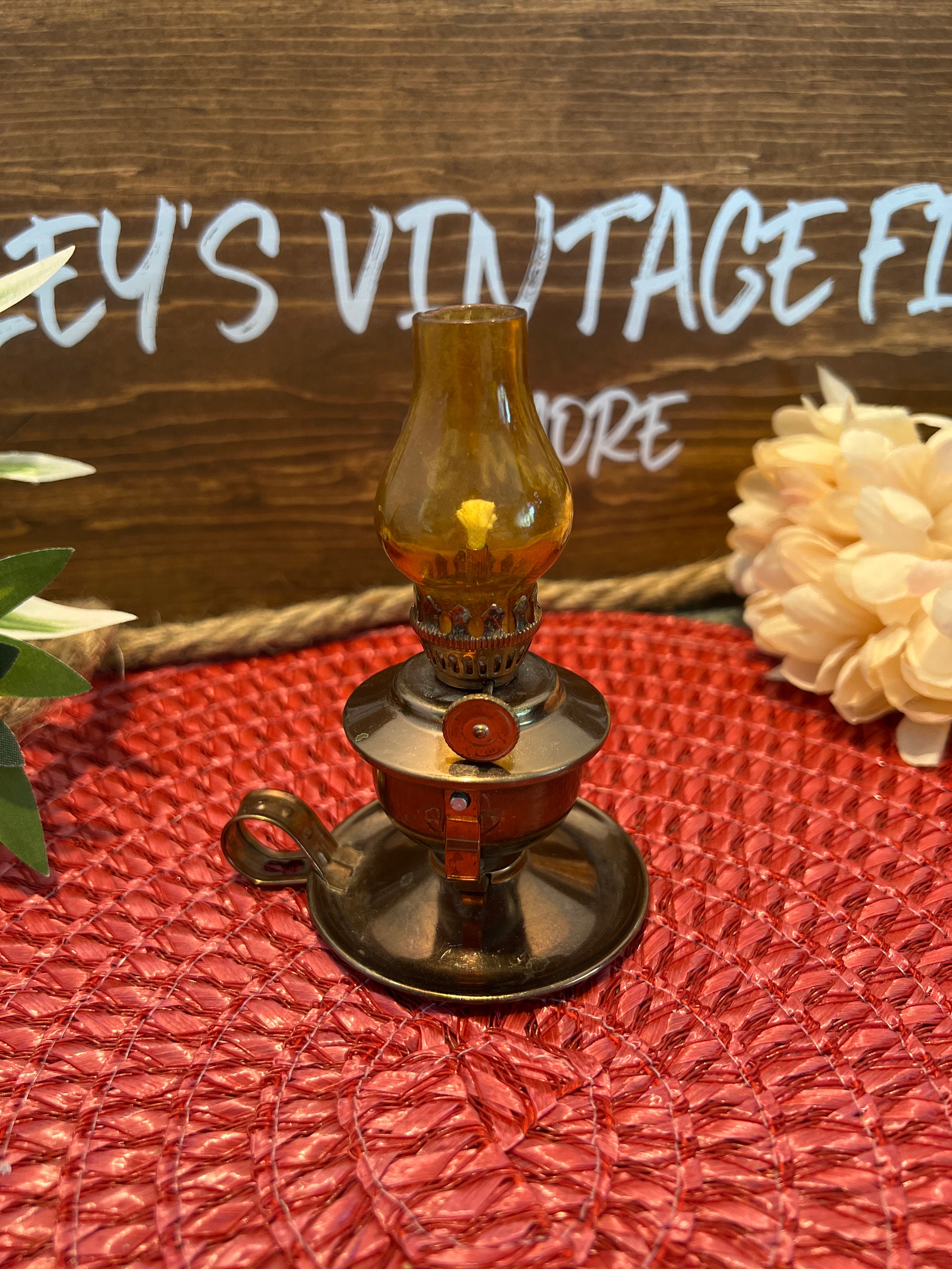 Vintage Mini Brass Oil Lamp Etsy