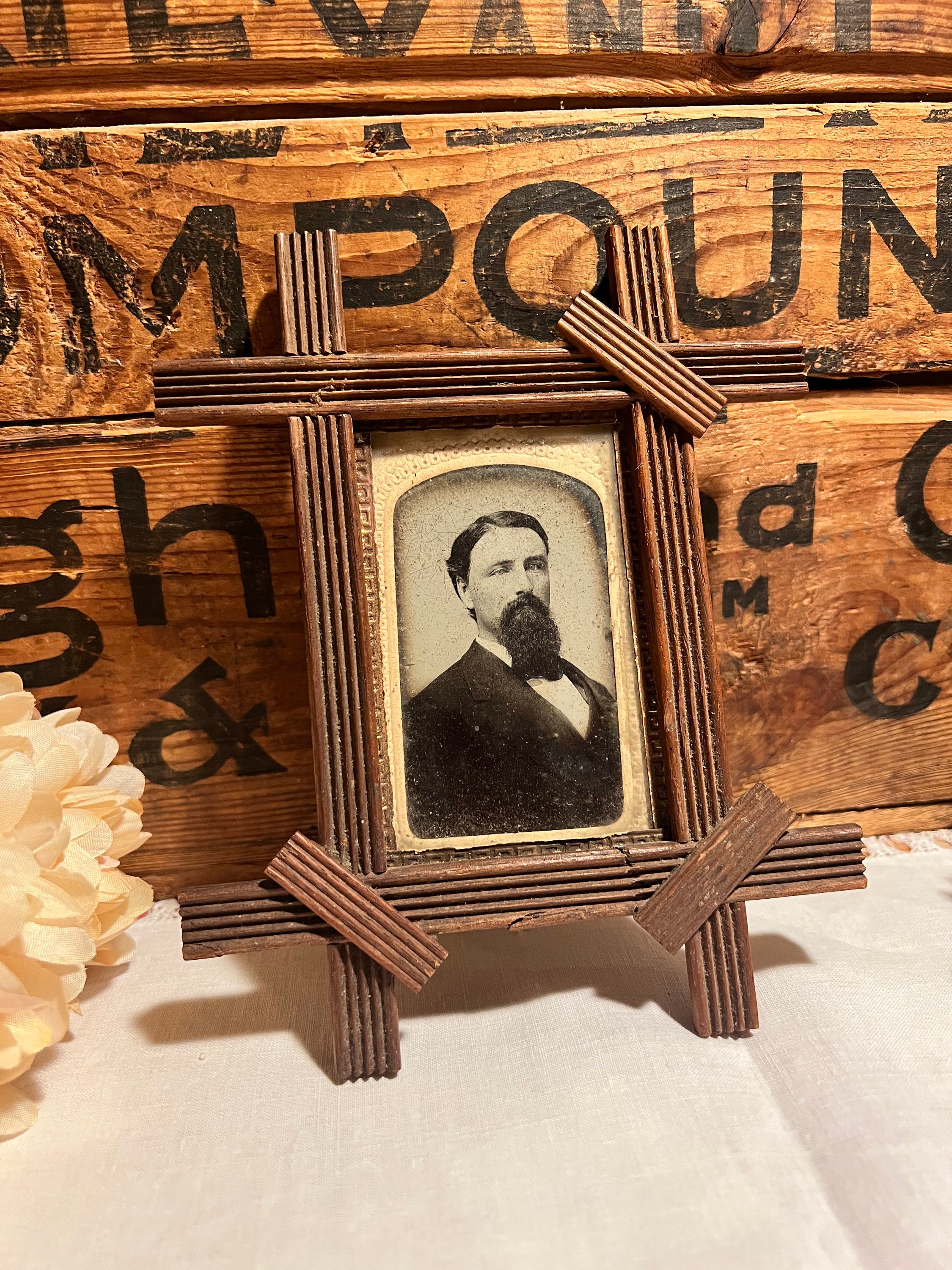 Antique Adirondack Style Frame With Tin-type Picture - Etsy