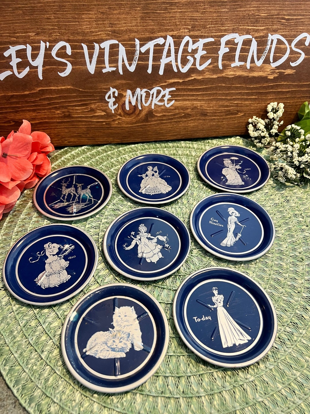 Vintage Metal-aluminum Coaster Set - Etsy