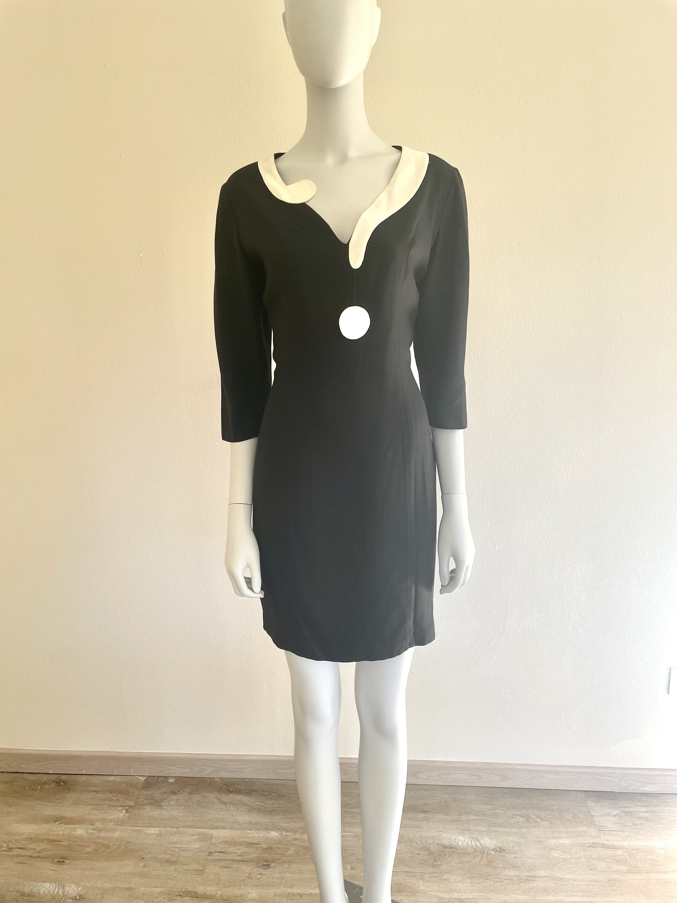 Moschino Couture 1989 Iconic Black White Question Mark Dress, Size S M ...