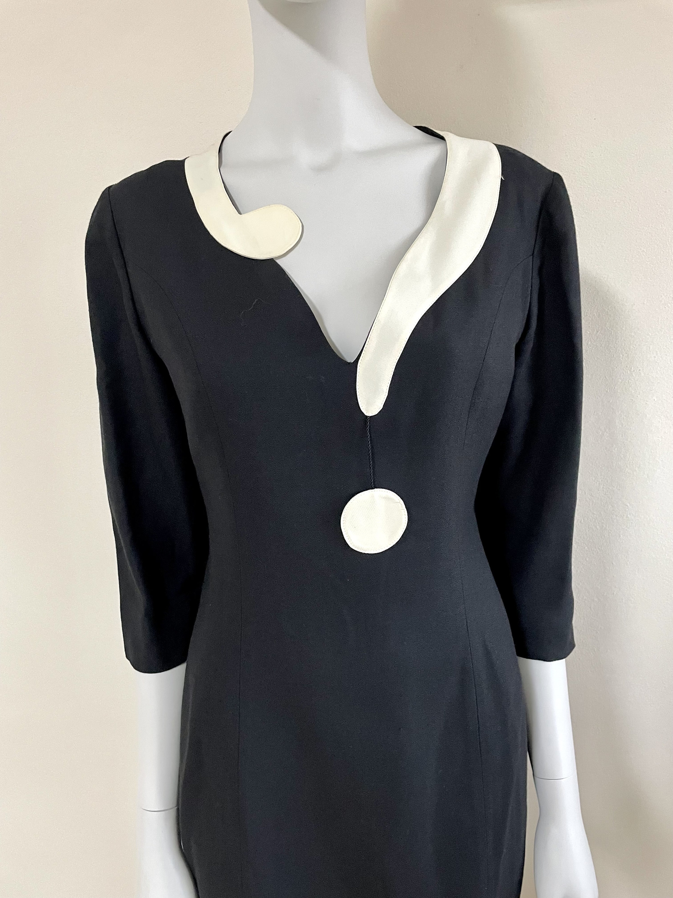 Moschino Couture 1989 Iconic Black White Question Mark Dress, Size S M ...