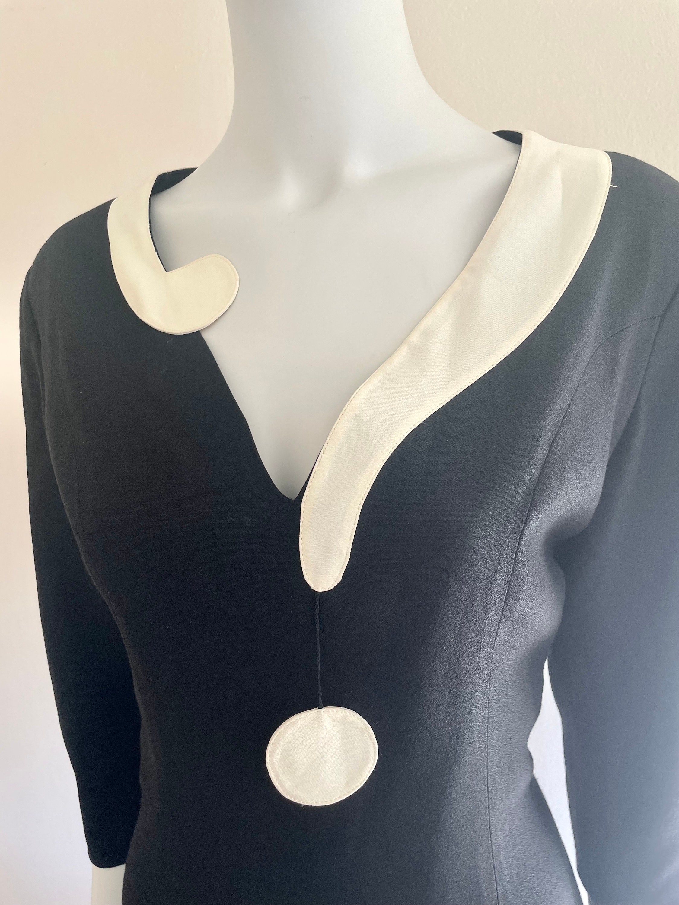 Moschino Couture 1989 Iconic Black White Question Mark Dress, Size S M ...