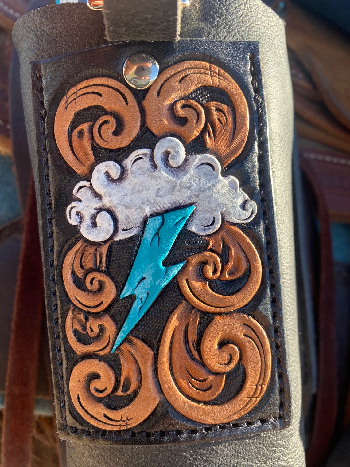 Leather Tooling Pattern Featuring Lightning Bolt - Etsy