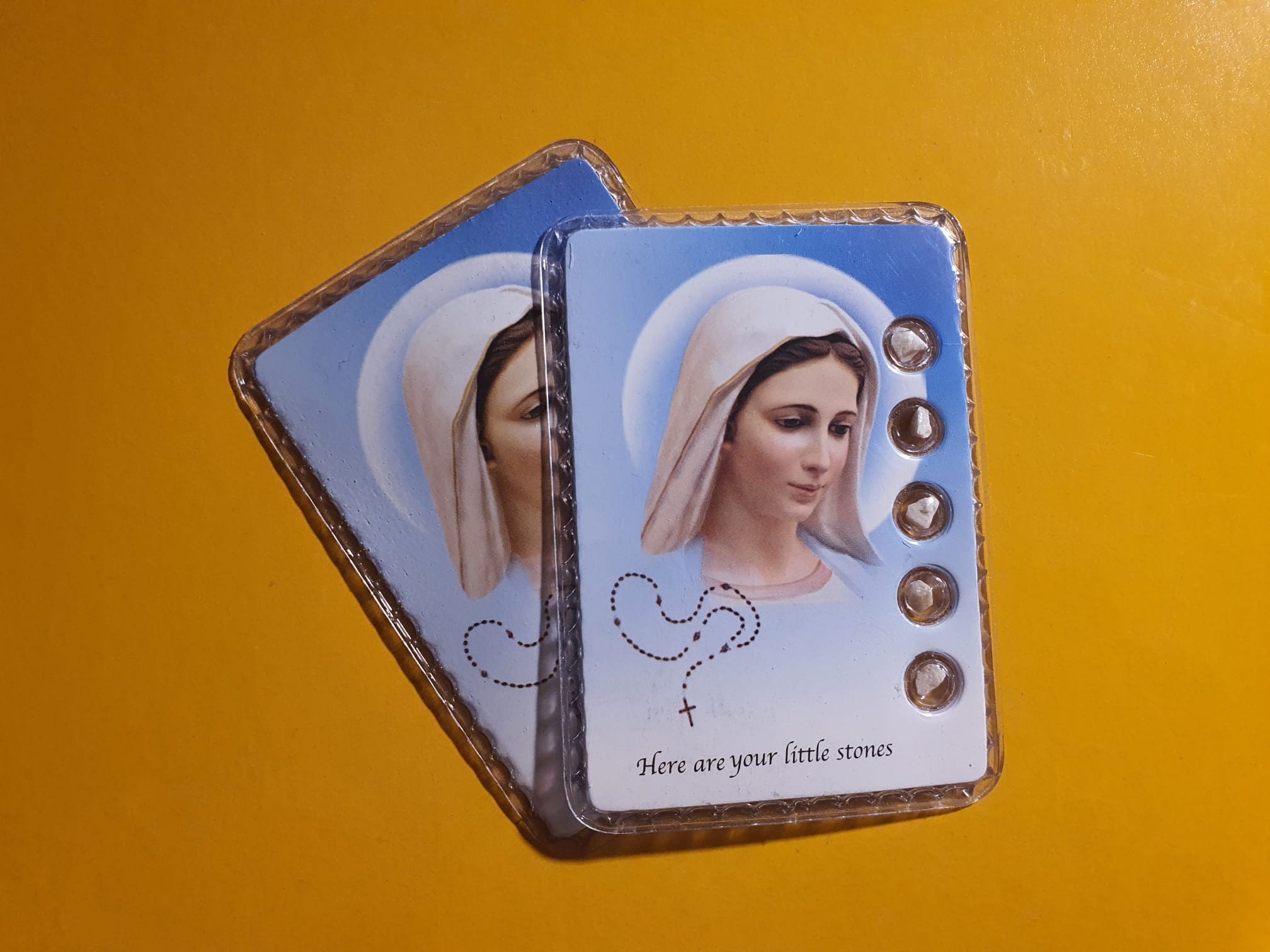 Medjugorje Plastic Prayer Card With 5 Stones (2 Pcs) - Etsy