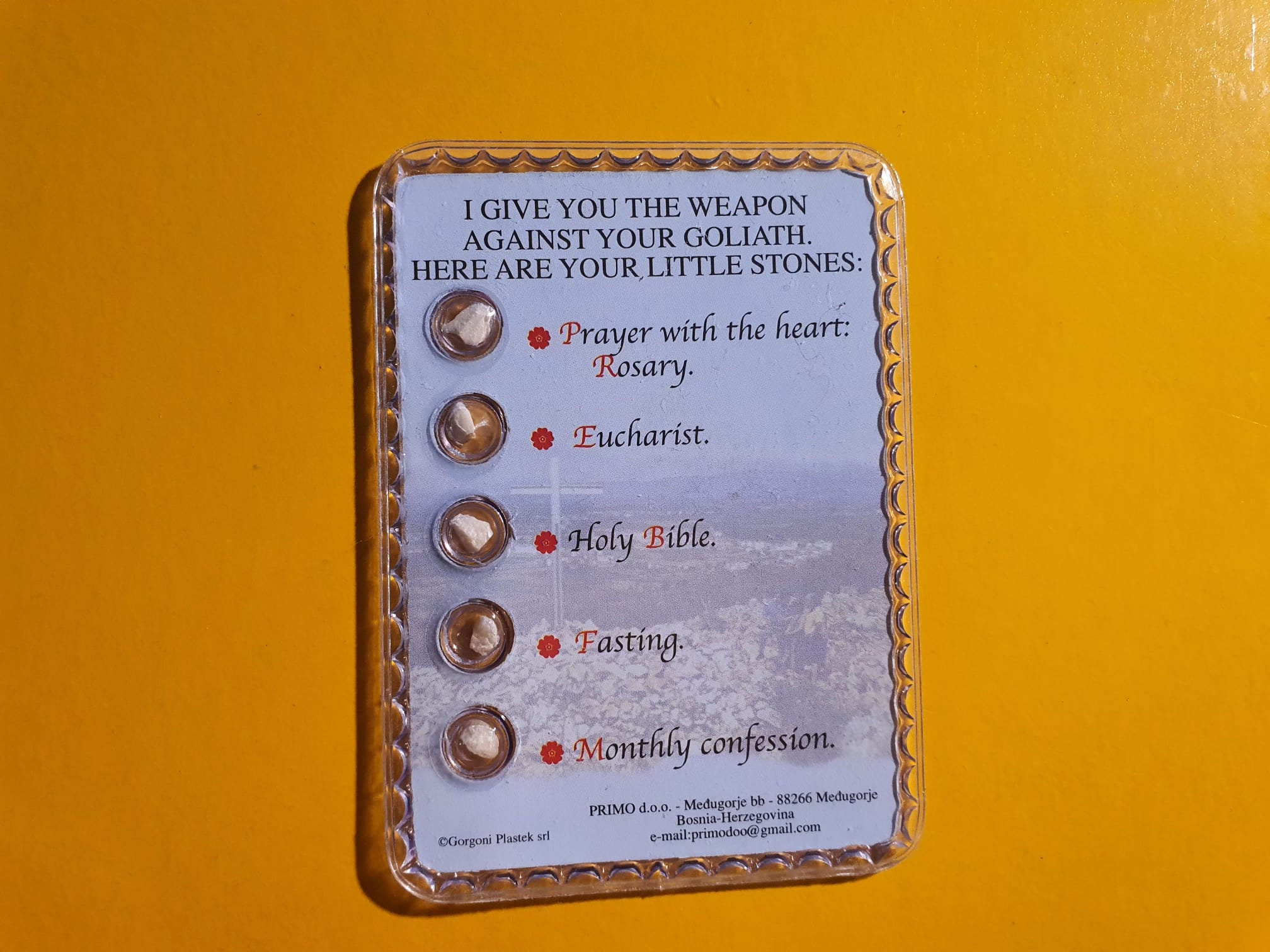 Medjugorje Plastic Prayer Card With 5 Stones (2 Pcs) - Etsy
