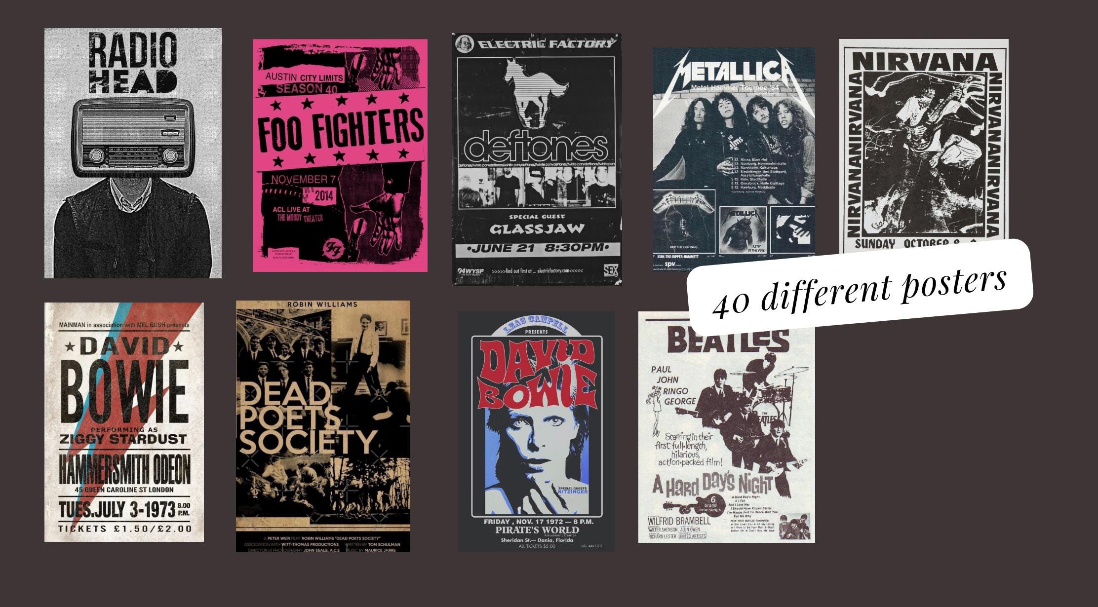 40 PCS Retro Wall Collage Kit, Vintage Music Posters, Retro Music ...