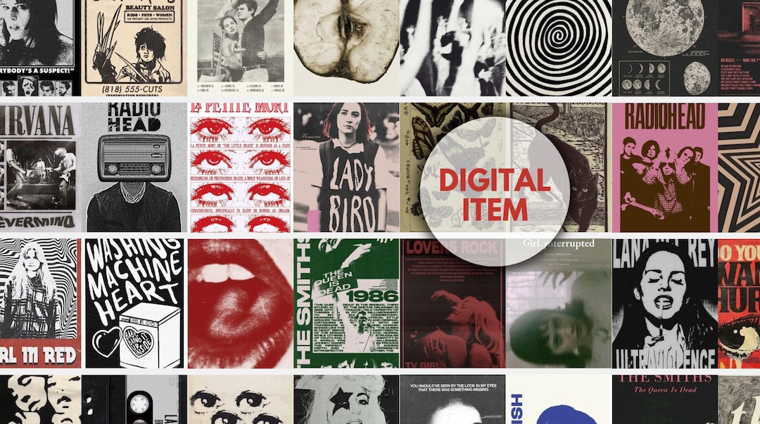 50 PCS Grunge Wall Collage Kit, Printable Downtown Girl Posters ...