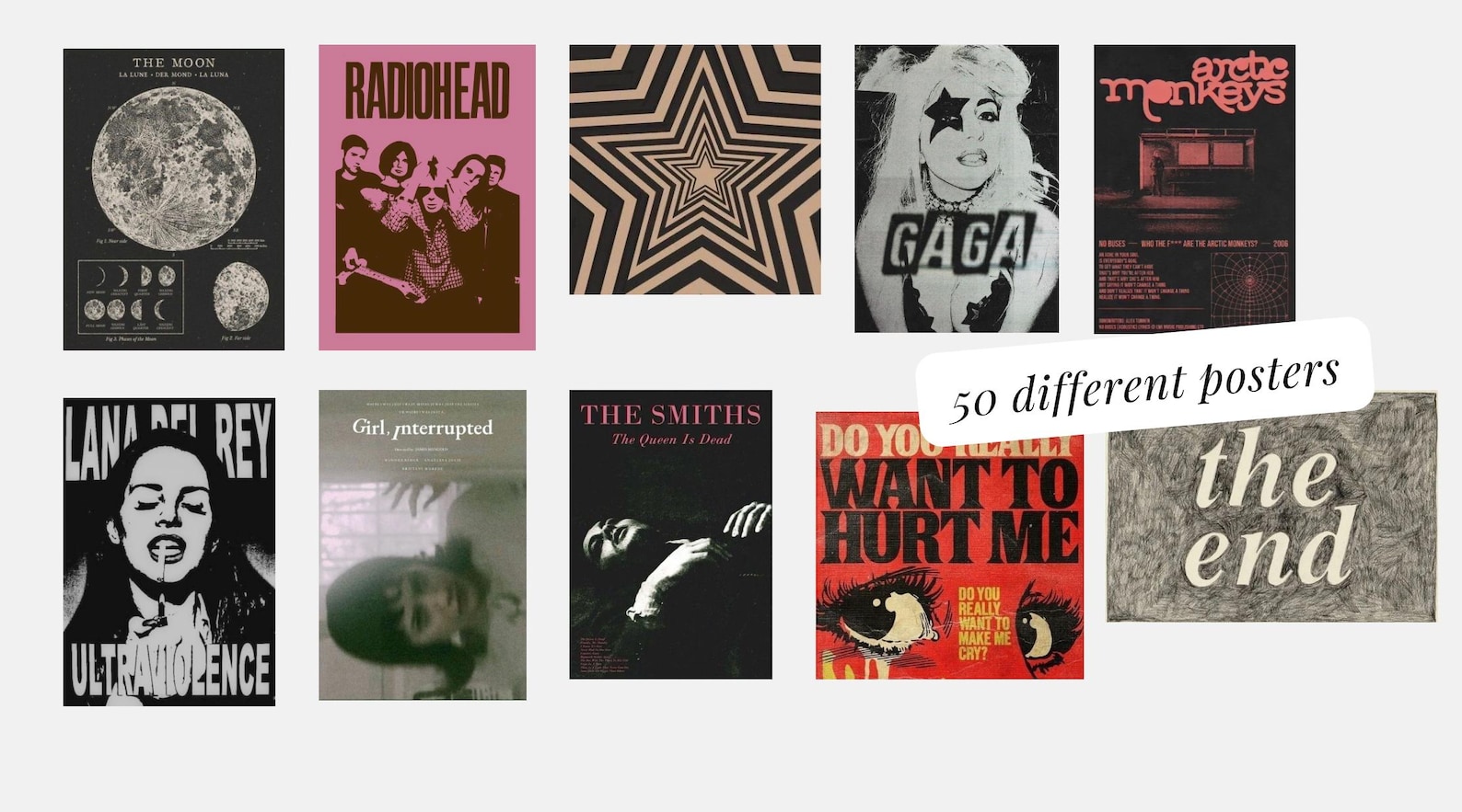 50 PCS Grunge Wall Collage Kit, Printable Downtown Girl Posters ...