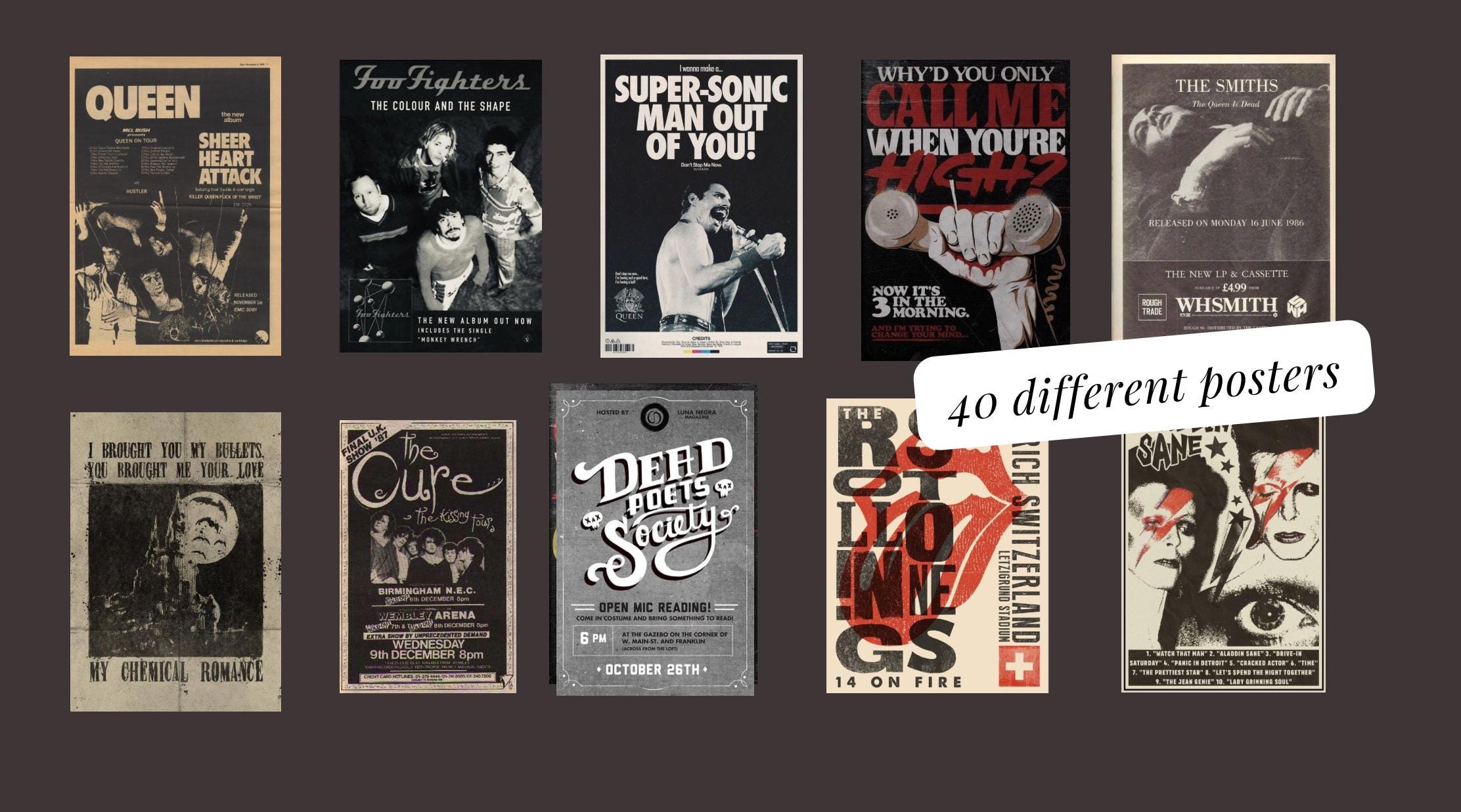 40 PCS Retro Wall Collage Kit, Vintage Music Posters, Retro Music ...