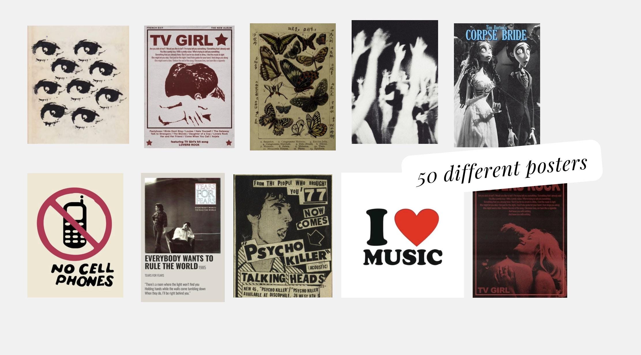 50 PCS Grunge Wall Collage Kit, Printable Downtown Girl Posters ...