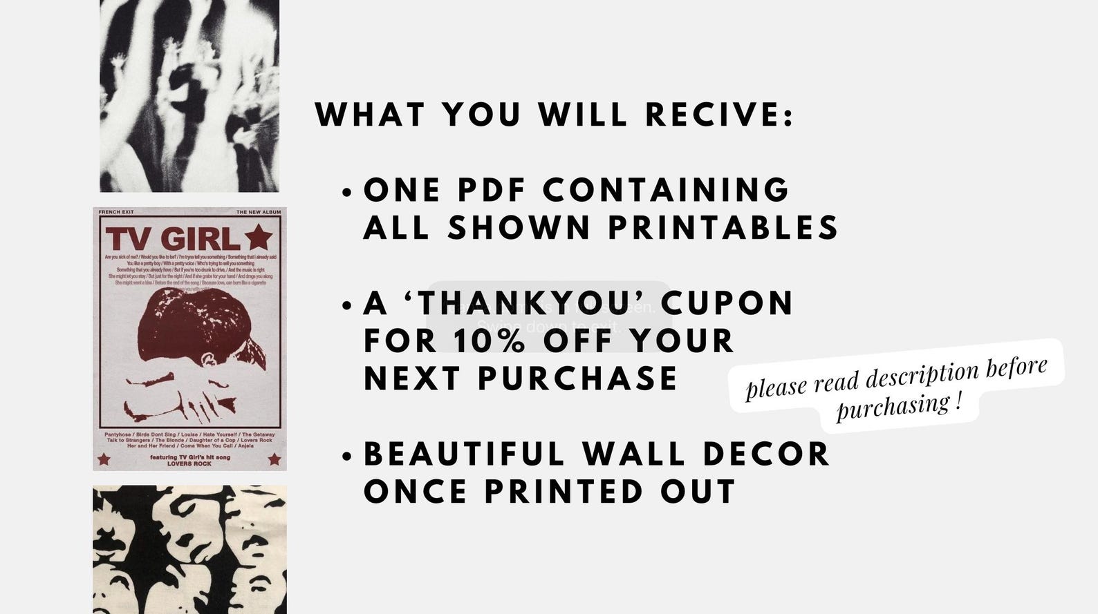 50 PCS Grunge Wall Collage Kit, Printable Downtown Girl Posters ...