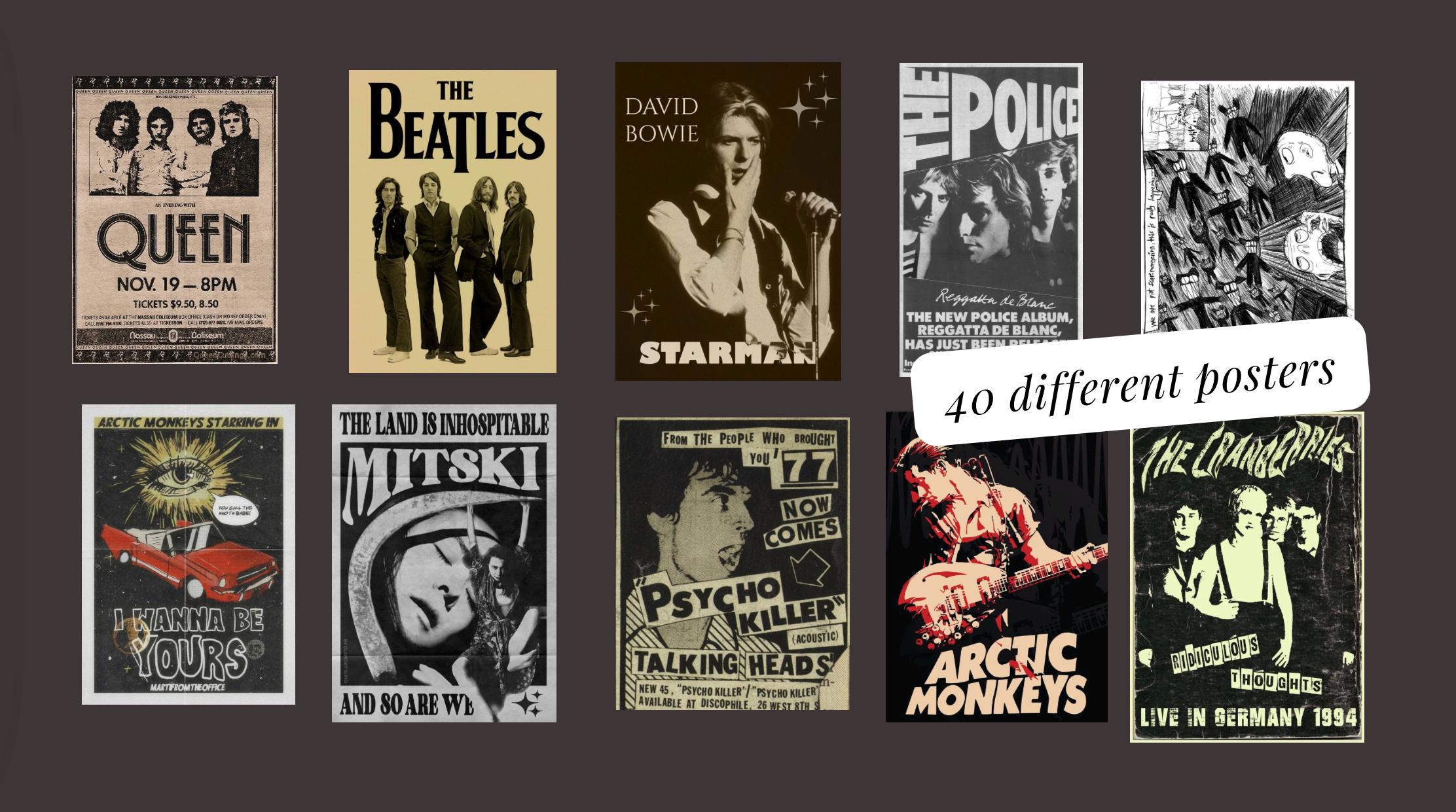 40 PCS Retro Wall Collage Kit, Vintage Music Posters, Retro Music ...