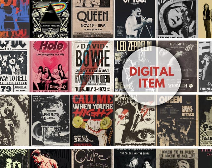 50 PCS Grunge Wall Collage Kit, Printable Downtown Girl Posters ...