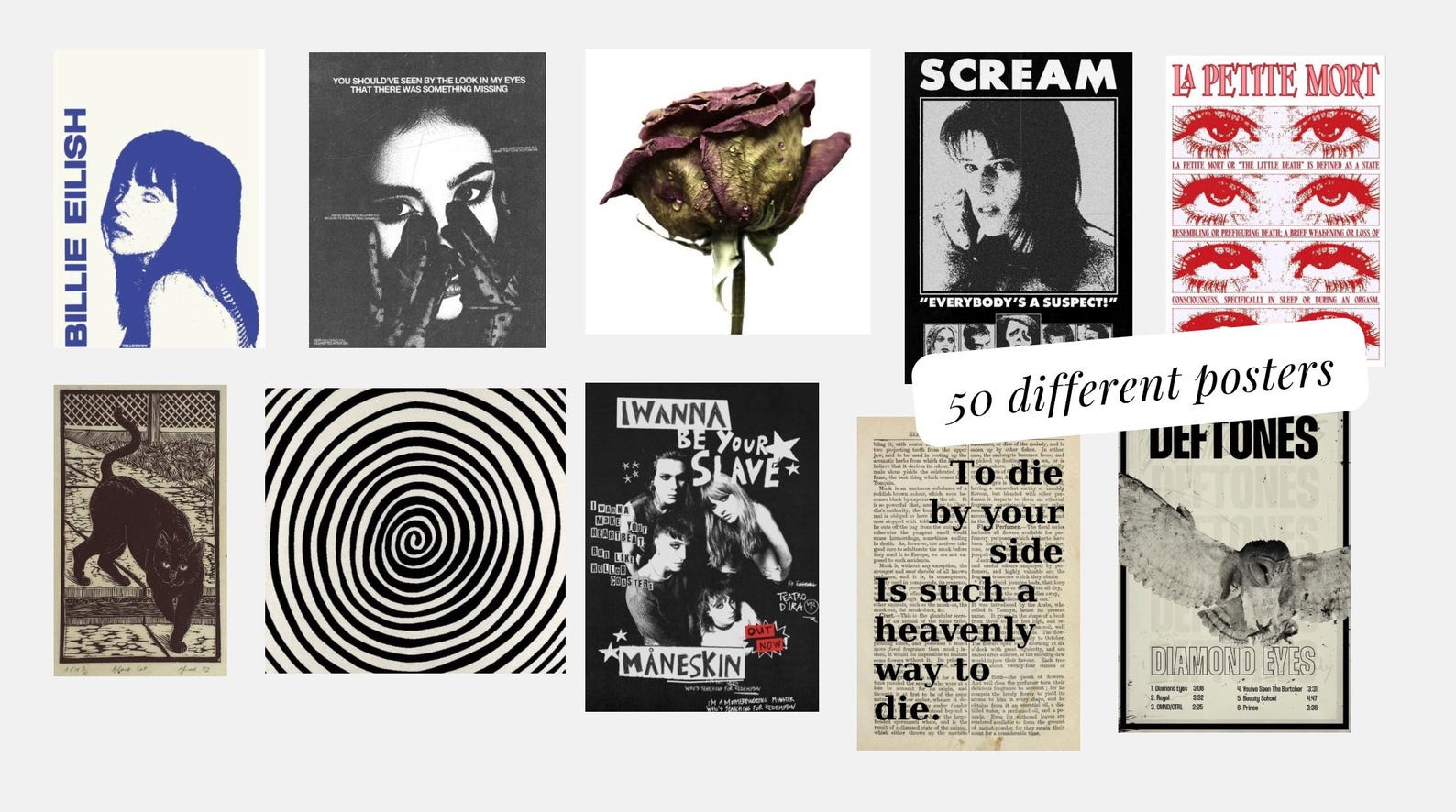 50 PCS Grunge Wall Collage Kit, Printable Downtown Girl Posters ...