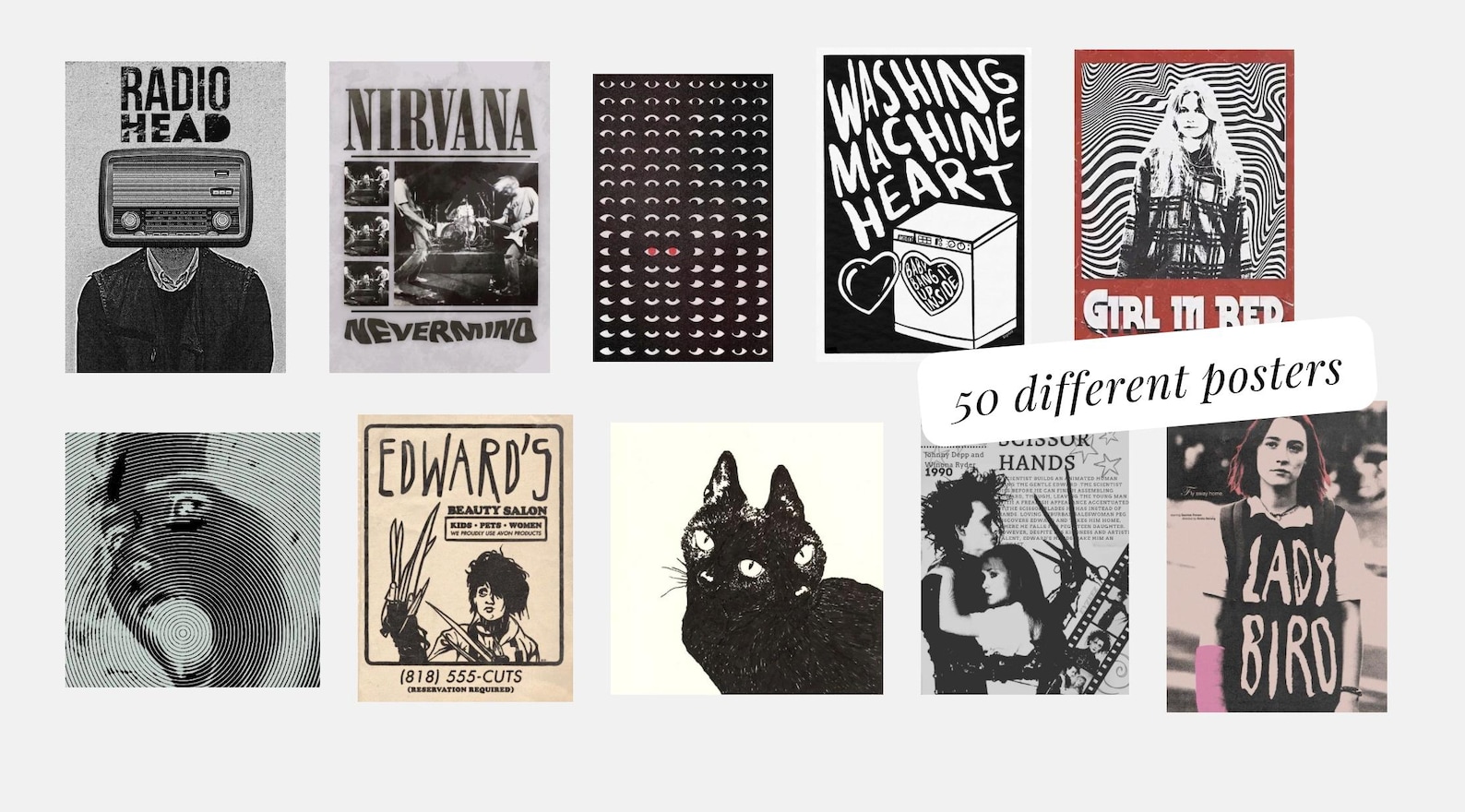 50 PCS Grunge Wall Collage Kit, Printable Downtown Girl Posters ...