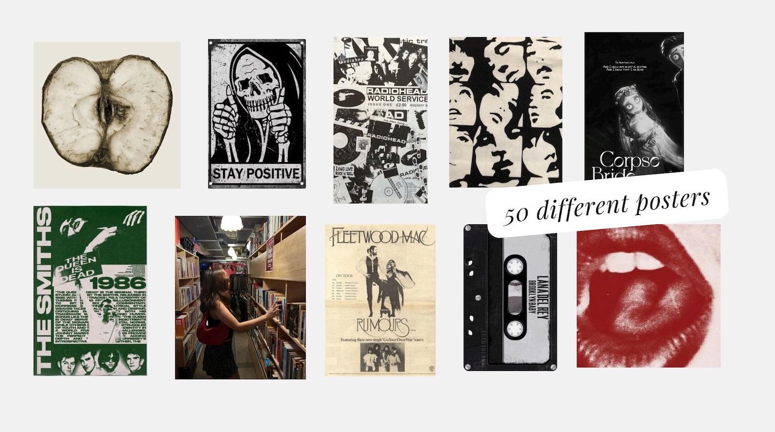 50 PCS Grunge Wall Collage Kit, Printable Downtown Girl Posters ...