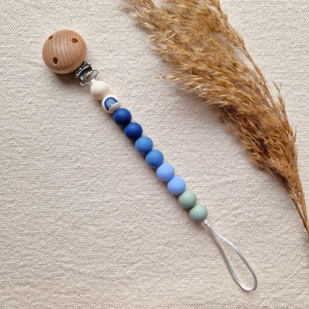 Pacifier Clip Rainbow Blue, Pacifier Clip Silicone, Pacifier Clip Boy ...