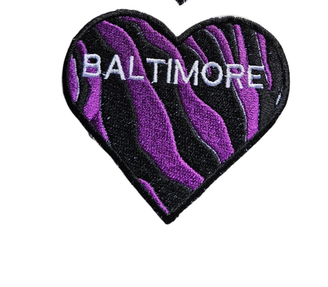 Baltimore Football Patch - Tiger Stripe Heart - Iron On- Embroidered ...