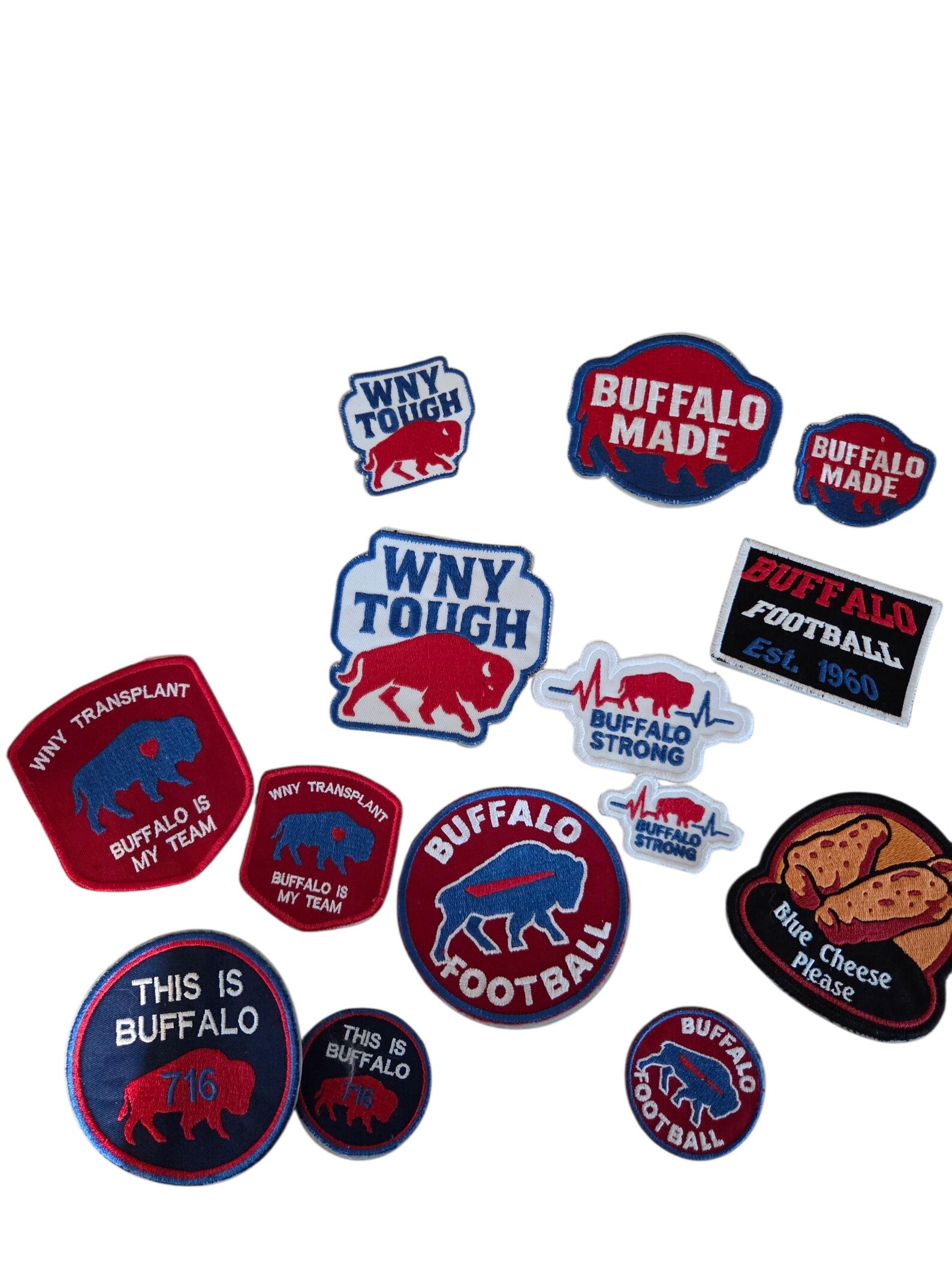 Buffalo Football Iron-on Patch — Striped Red or Blue for Hat Bars — 2.5 ...