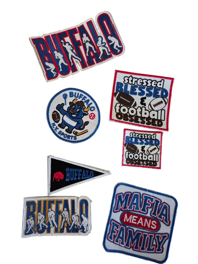 76. Buffalo Football Patch: Red, Blue & Tiger Stripe - Iron -on - Etsy