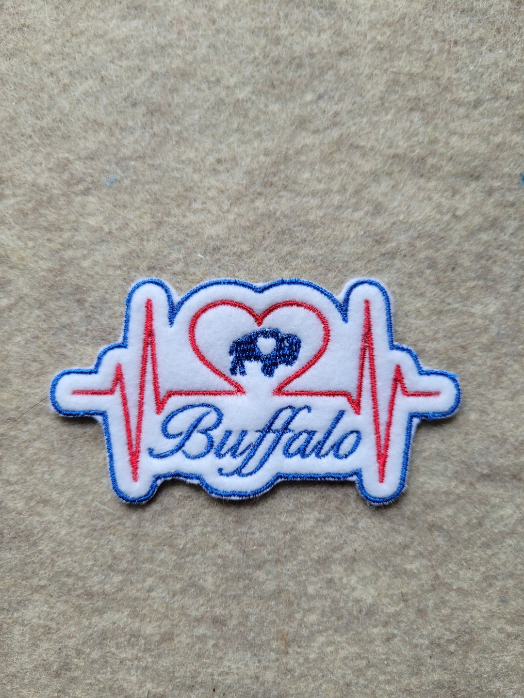 Buffalo Football Heartbeat Patch 2 Sizes Available Iron On - Etsy