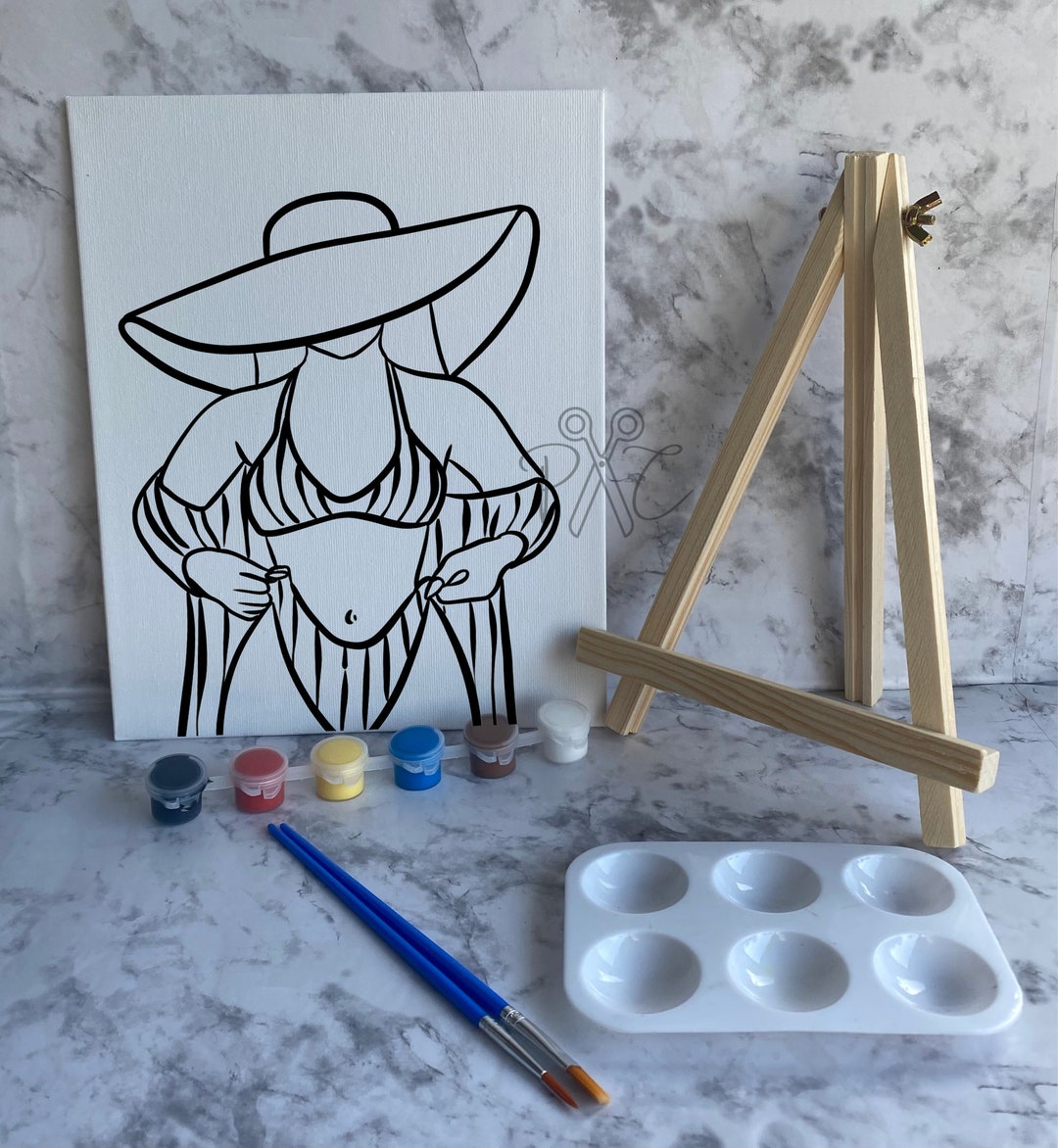 Adult Paint Kit| Pre Drawn Outline Canvas| Color Your Own Canvas| Party ...