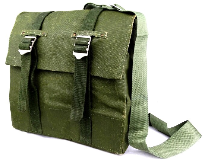 Swedish Army Surplus Shoulder Bag Green Canvas Large Spacious Vintage ...