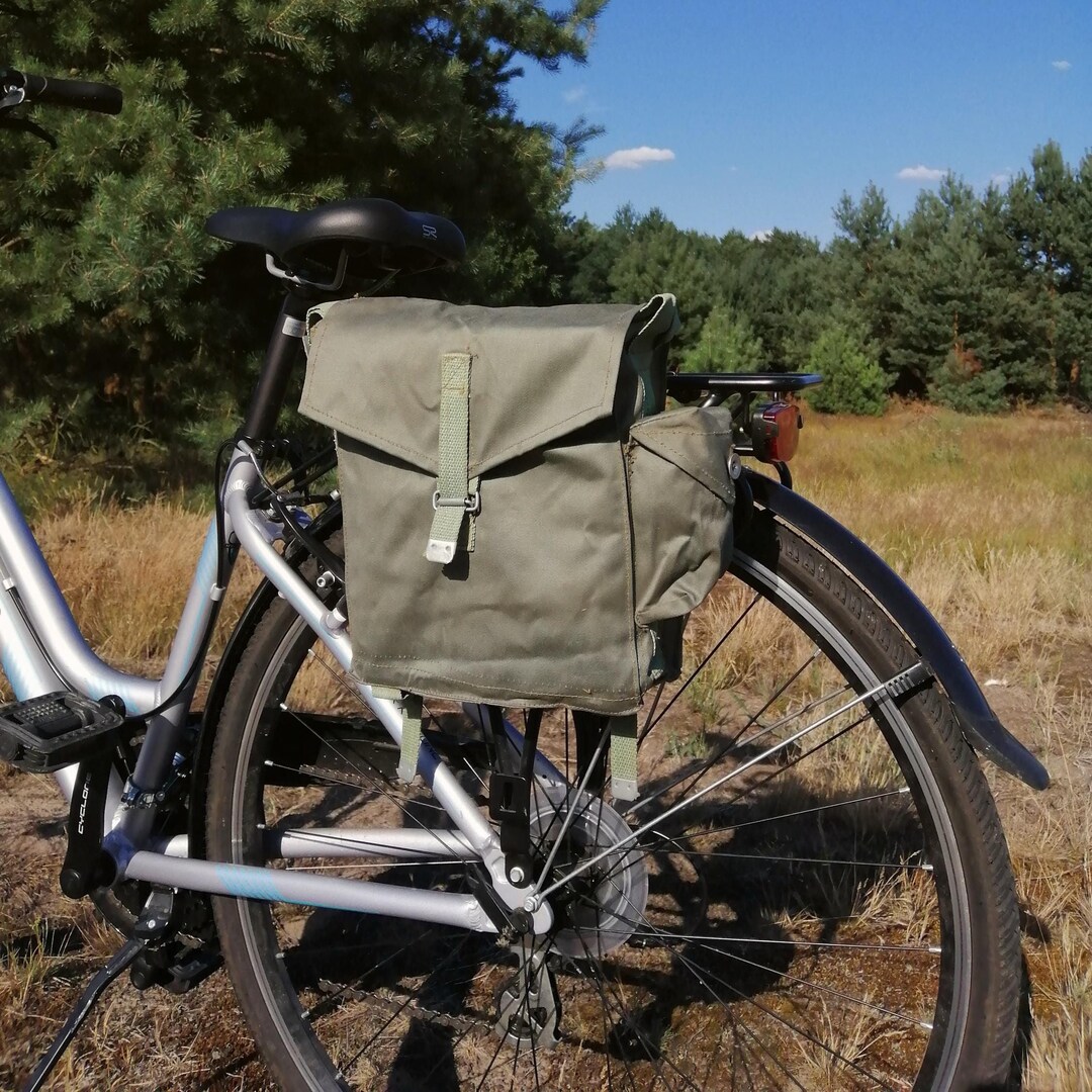 1970s Small Canvas Pannier Bag Vintage Olive Green Ex-army Bicycle ...