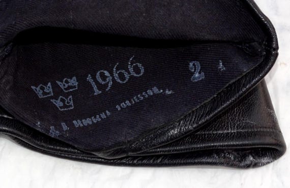 1960s Swedish Army Leather Gloves With String Vintage… - Gem