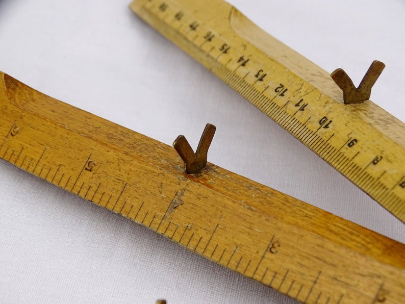Vintage 1970s Triangular Wooden Ruler W/ Metal Handle Centimeters ...
