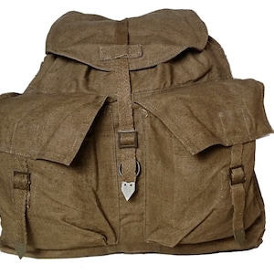 1950/60s Vintage Army Canvas Backpack With Linen Harness Khaki Rucksack ...