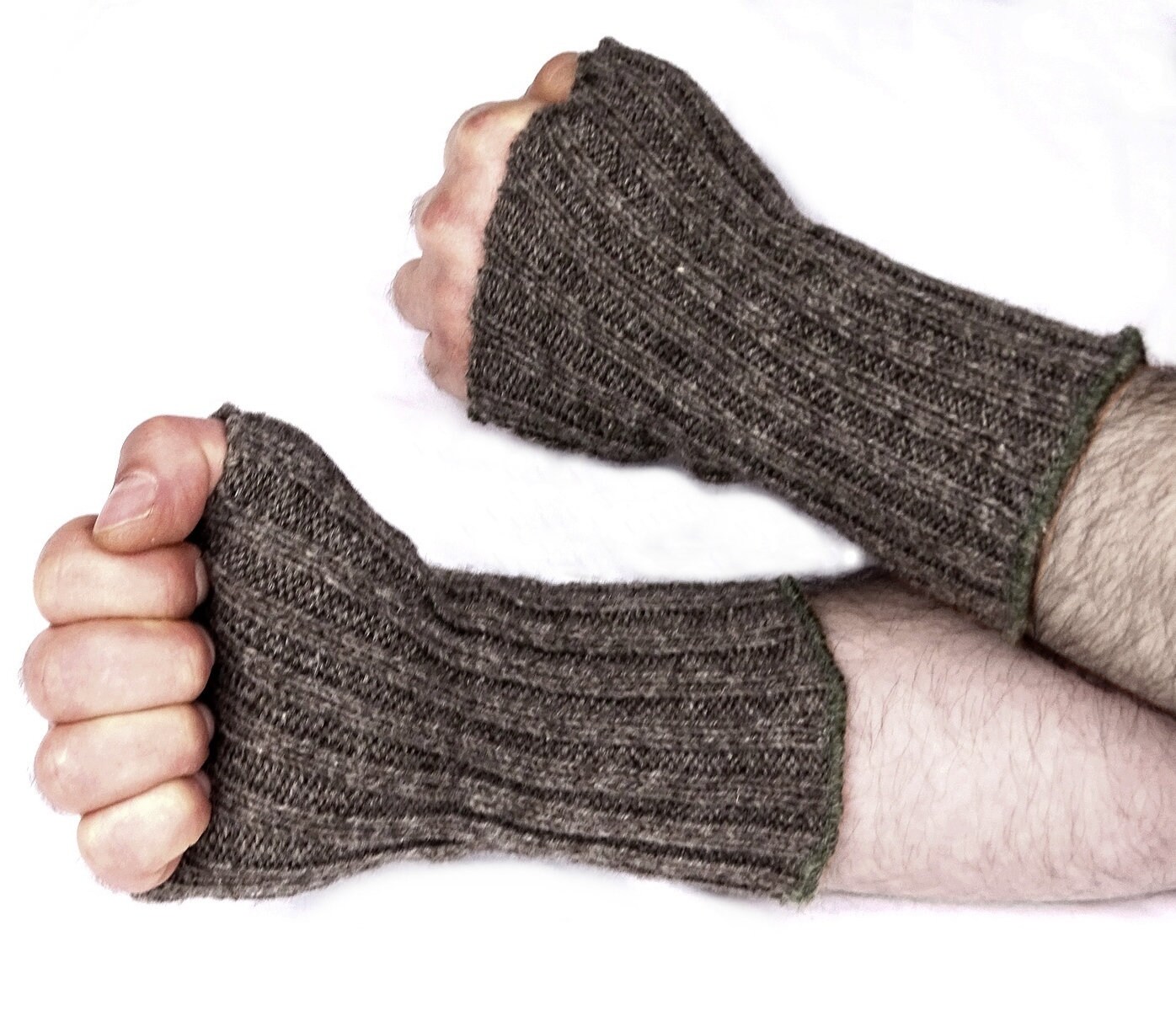 Swedish Army Woolen Wristlets Fingerless Gloves Olive Grey | Etsy