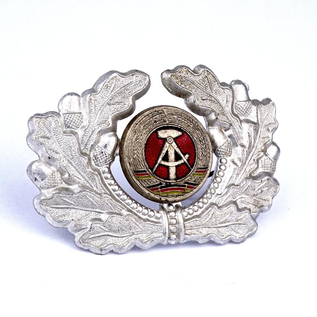 East German DDR National Peoples Army Military NVA Officer Hat Aluminum ...