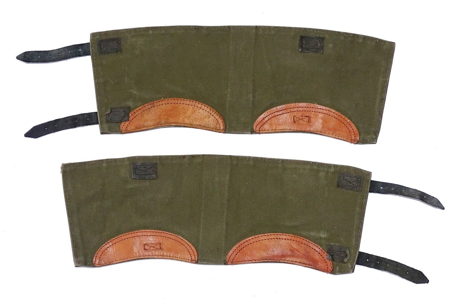 Genuine 1960s Ex-army Gaiters Canvas & Leather Olive Vintage Boot Shoe ...