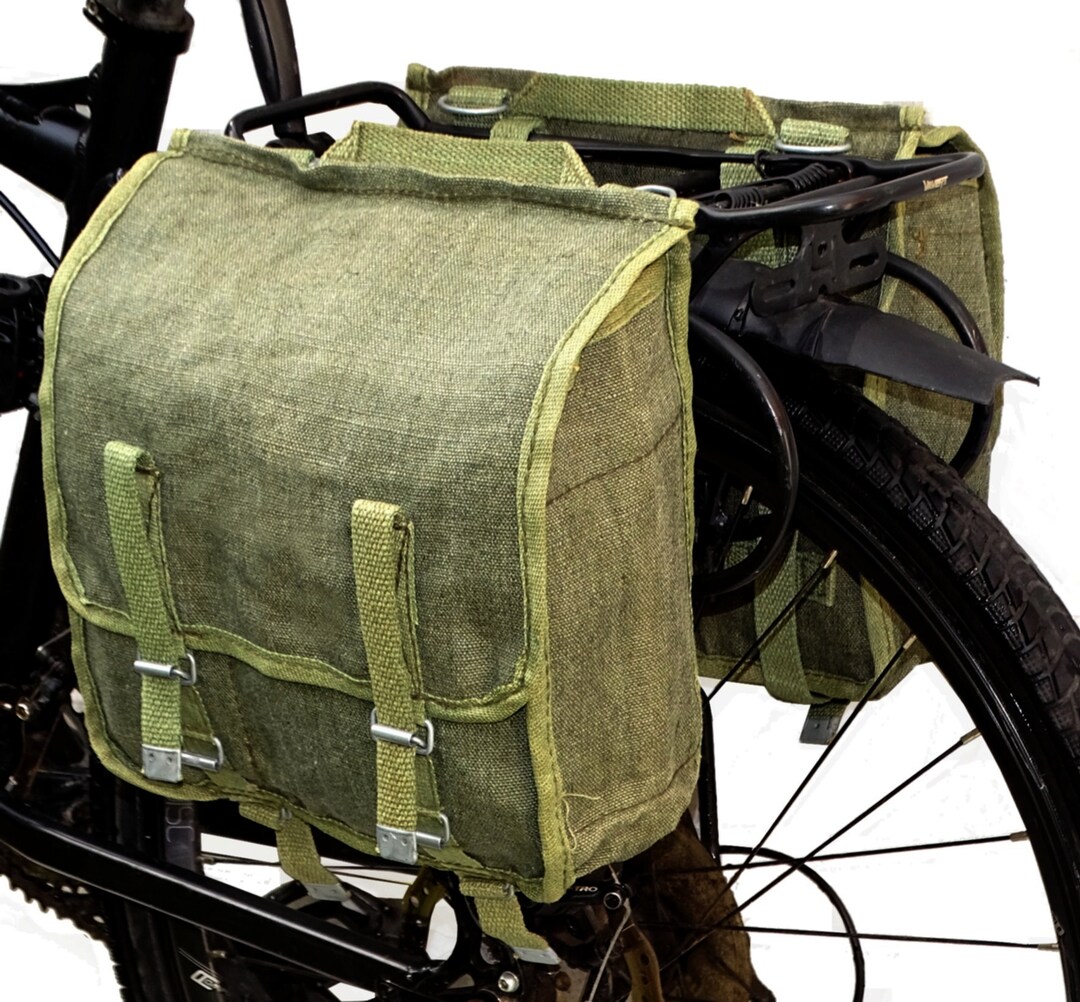 1960s Ex-army Showerproof Canvas Pannier Bags Pair Retro Vintage Green ...