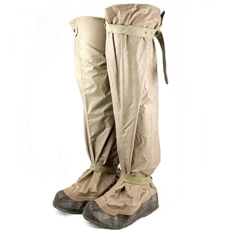 1980s Army Surplus Rubber Overshoes Thigh Waders Waterproofs Olive ...