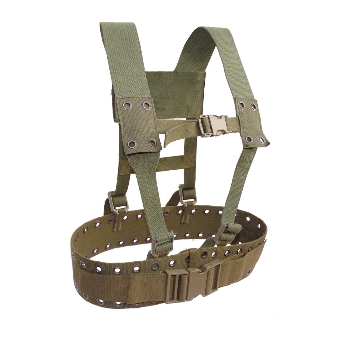Army Belt & Shoulder Harness Set German Military Green Webbing Tactical ...