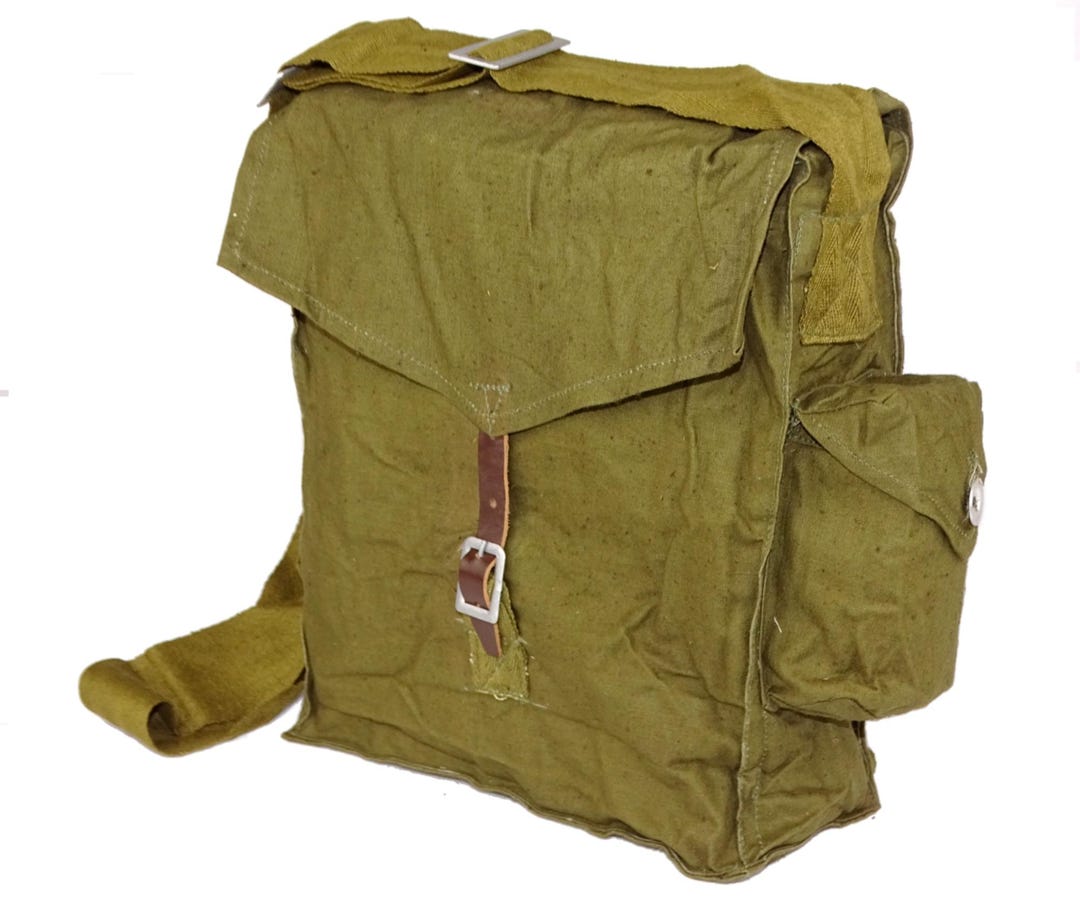 1950s Soviet Army Shoulder Bag Khaki Canvas Leather Vintage Messenger ...