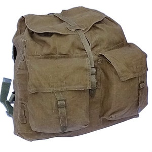 1950/60s Vintage Army Canvas Backpack With Linen Harness Khaki Rucksack ...
