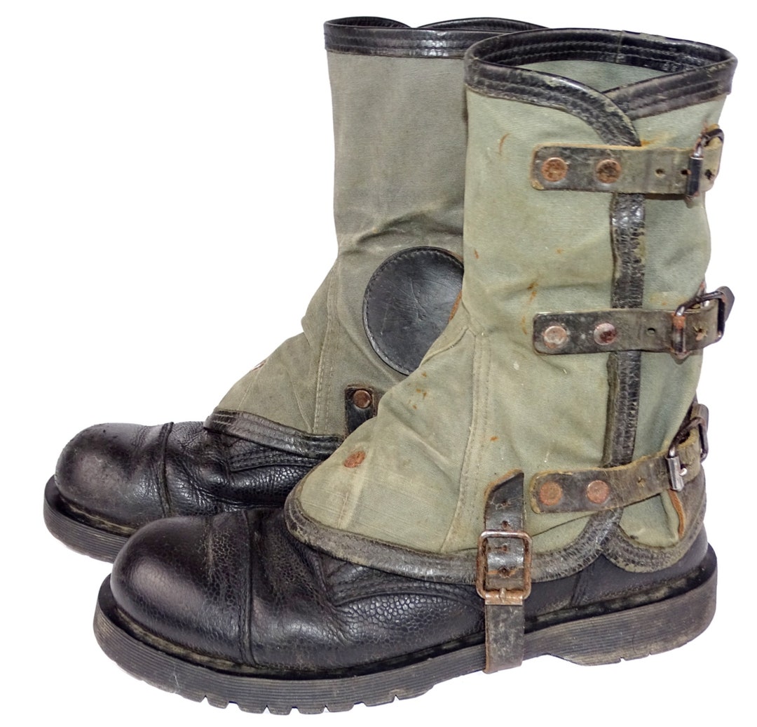 1970s Austrian Army Gaiters Canvas Leather Post Apocalyptic Grade2 Boot ...